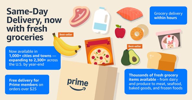 Amazon Adds Perishable Groceries For Same-Day Delivery